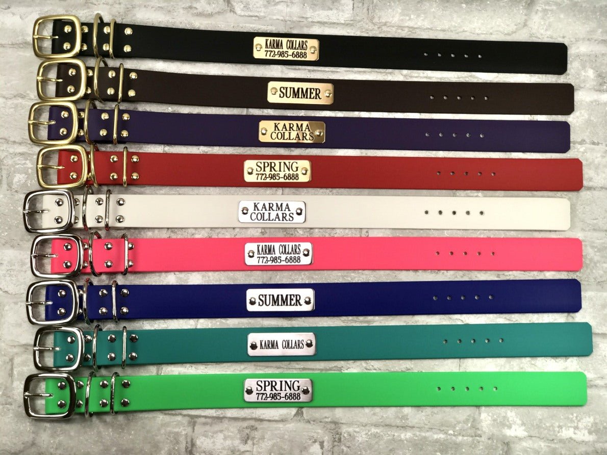 Aqua Dog Collars (non leather) Vegan friendly – Karma Collars: Leather ...