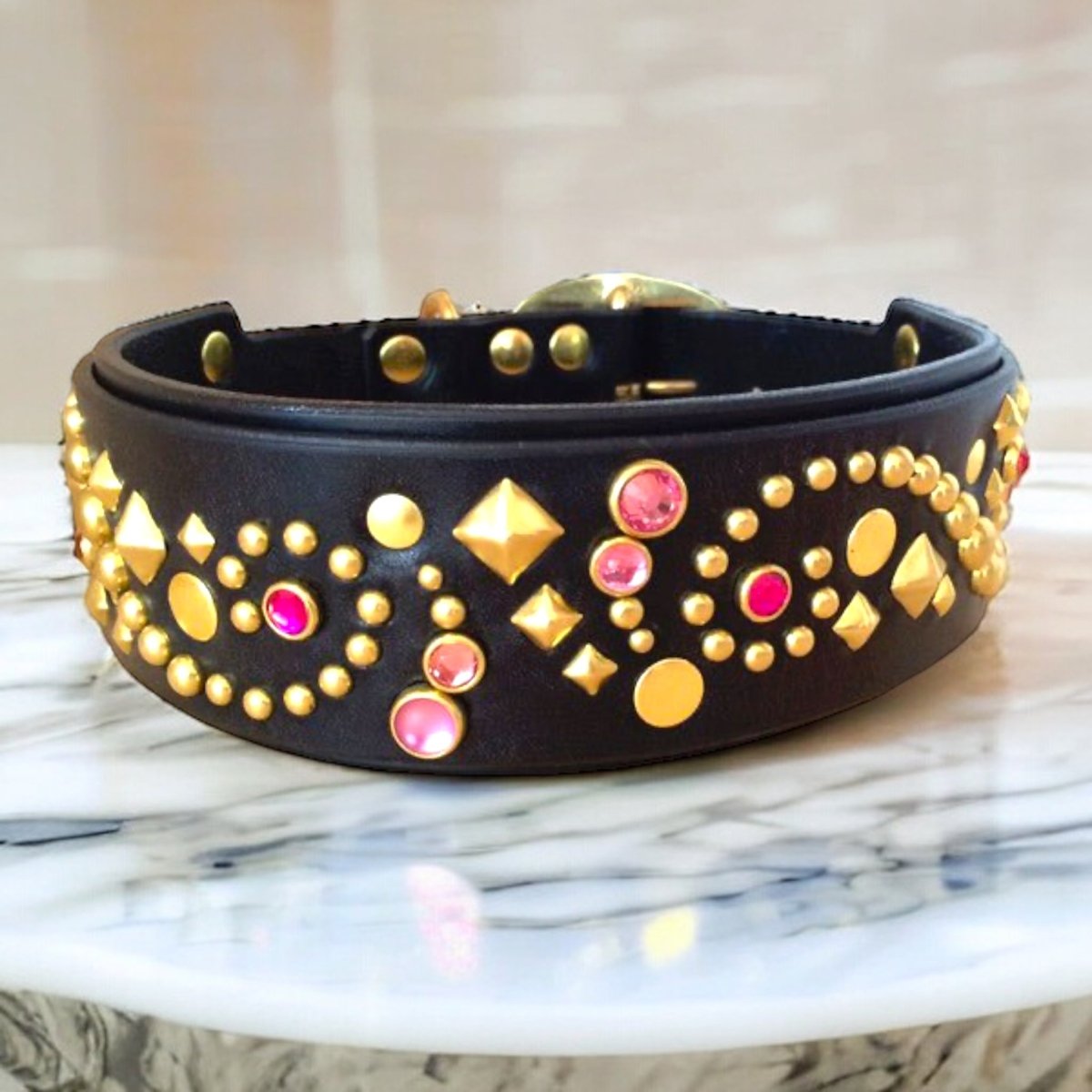 Stargazer Double Deluxe Leather Dog Collar | Karma Collars: Leather Dog ...