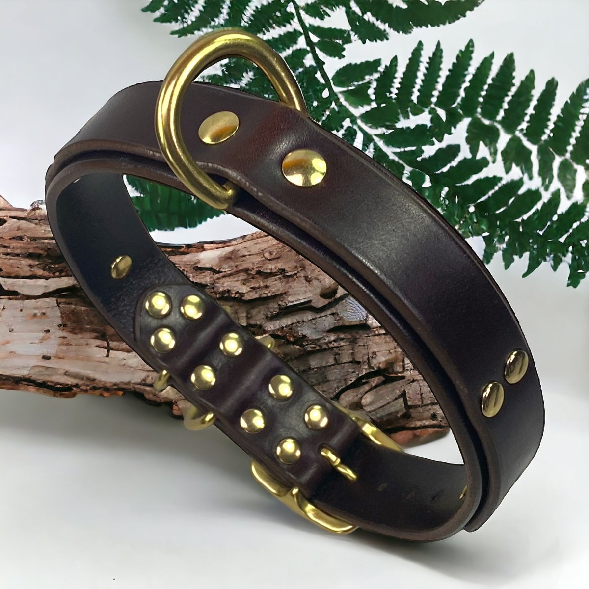 A NICE BASIC DOG COLLAR TWO LAYERS THICK LEATHER EXTRA D-RING – Karma ...