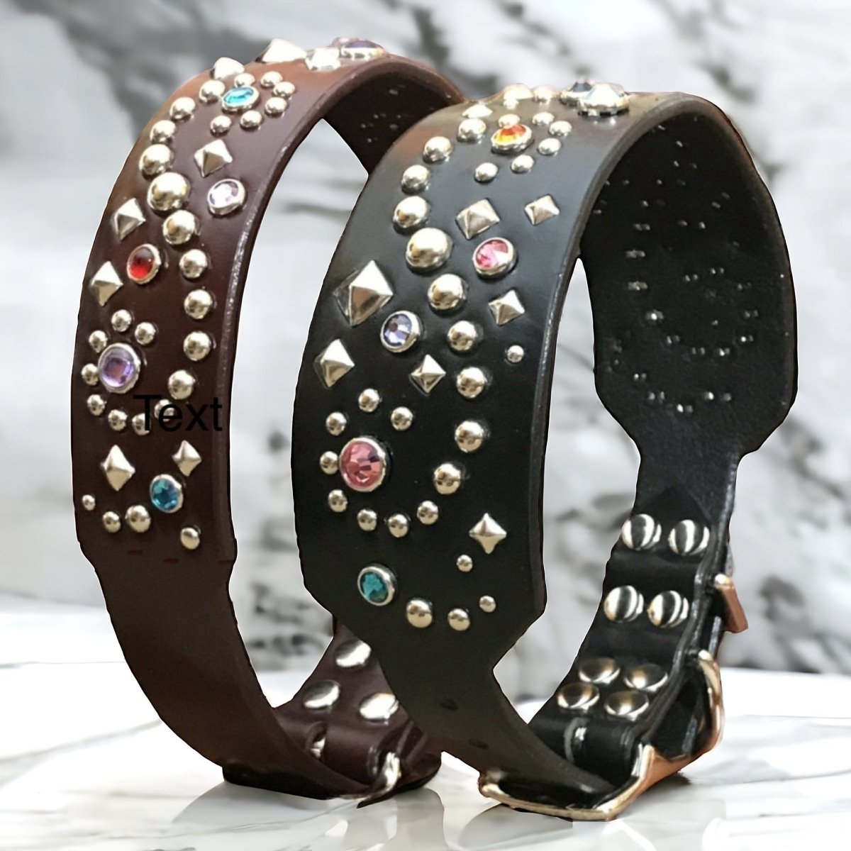 Designer Leather Dog Collar Stargazer Deluxe – Karma Collars: Leather ...