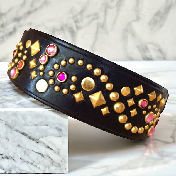 Stargazer Double Deluxe Leather Dog Collar | Karma Collars: Leather Dog ...