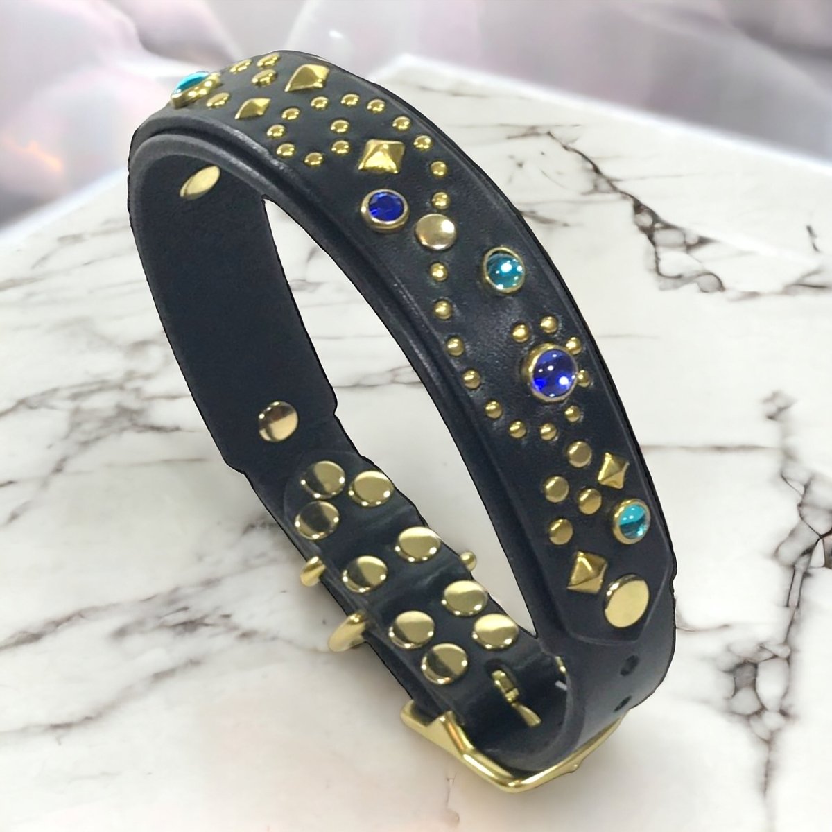 Custom Leather Dog Collar Stargazer Wide | Karma Collars: Leather Dog ...