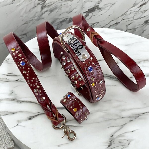 Custom Leather Dog Collar Stargazer Wide | Karma Collars: Leather Dog ...