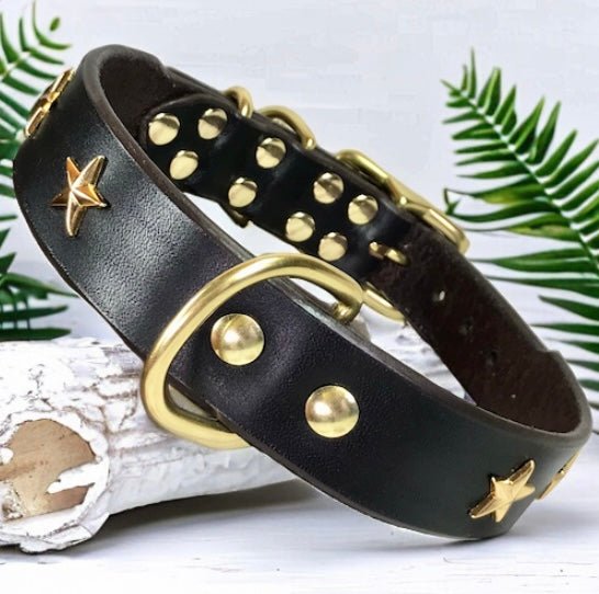 SIMPLE BUT CLASSY: Leather Dog Collar Artisan with Stars – Karma ...